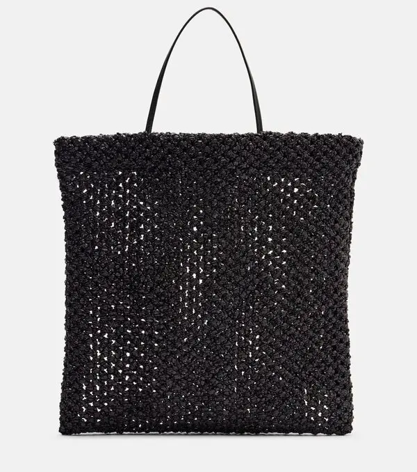 THE ROW Barn Small Raffia Tote Bag - Black