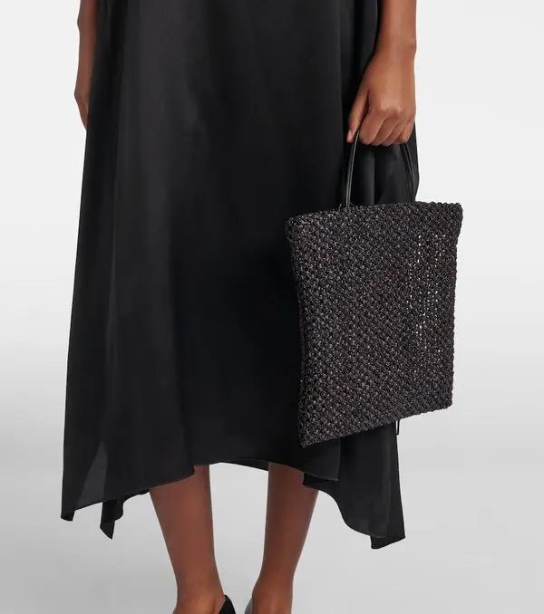THE ROW Barn Small Raffia Tote Bag - Black
