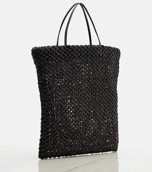 THE ROW Barn Small Raffia Tote Bag - Black