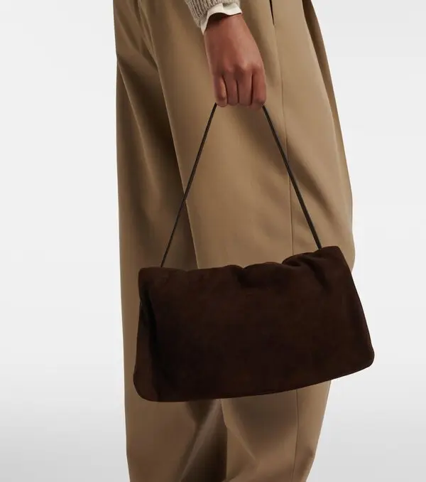 THE ROW Bourse Medium Suede Shoulder Bag - Brown