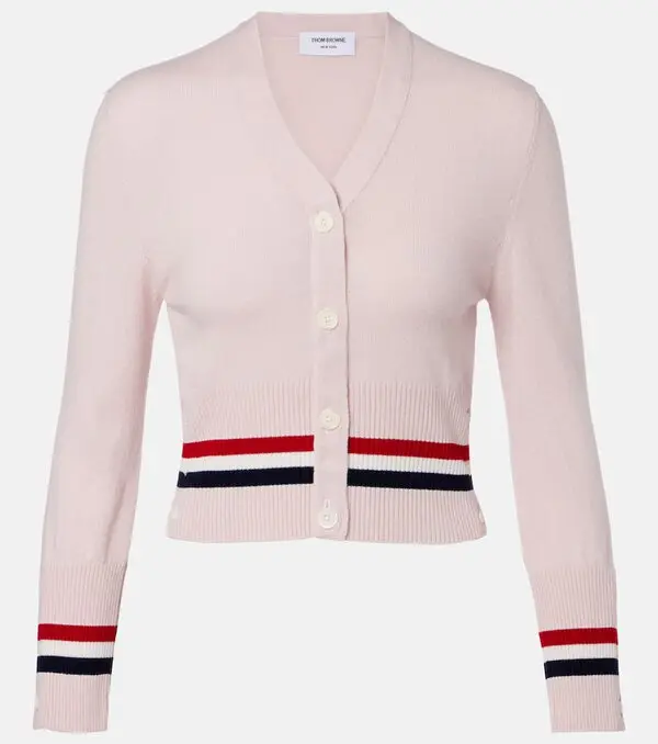 Thom Browne Cropped Cashmere Cardigan - Pink