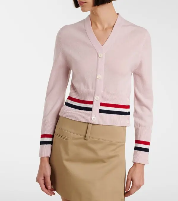 Thom Browne Cropped Cashmere Cardigan - Pink