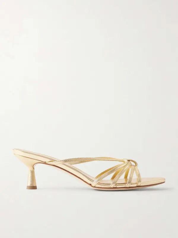 AeydĒ Abby Metallic Leather Mules - Gold