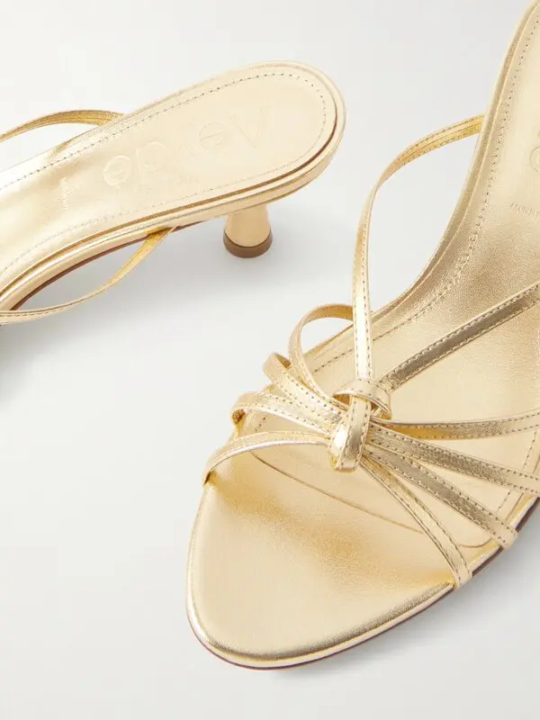 AeydĒ Abby Metallic Leather Mules - Gold