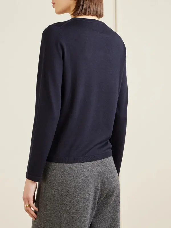 ALLUDE Wool Crewneck Sweater - Blue