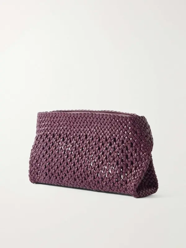 FERRAGAMO Hug Small Woven Leather Clutch