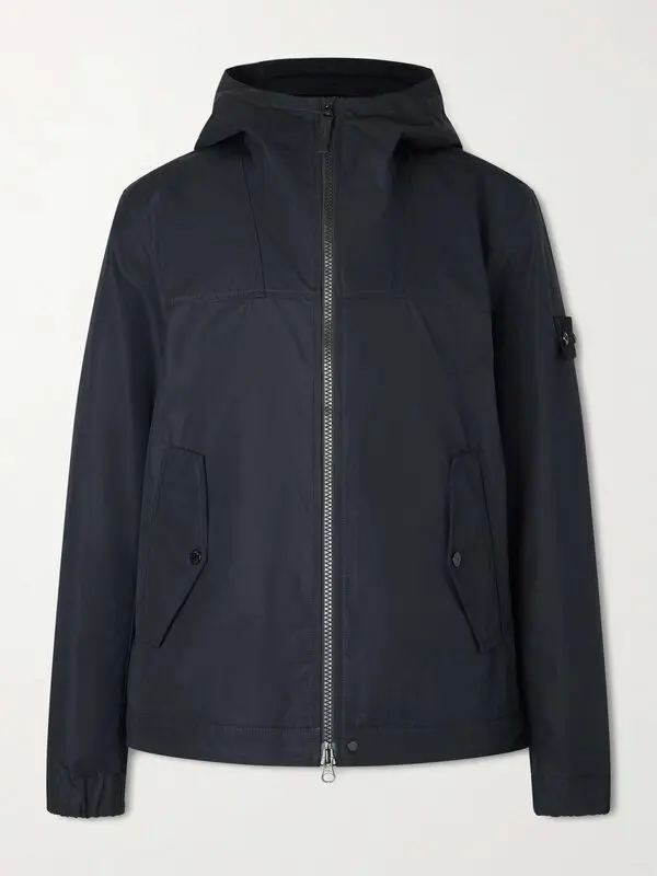 Stone Island Logo-appliquéd Hooded Cotton Parka - Black