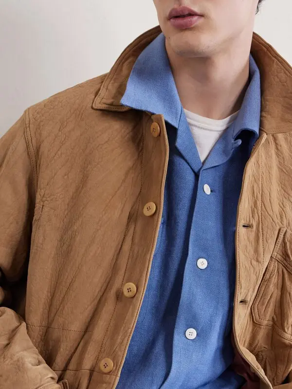 Visvim Travail Crinkled-leather Blouson Jacket