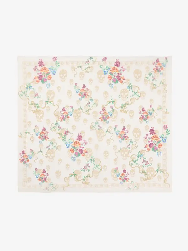 Alexander McQueen Floral Skull Scarf - Ivory