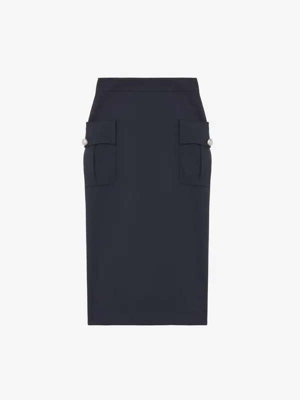 Alexander McQueen Pencil Skirt With Cargo Pockets - Navy