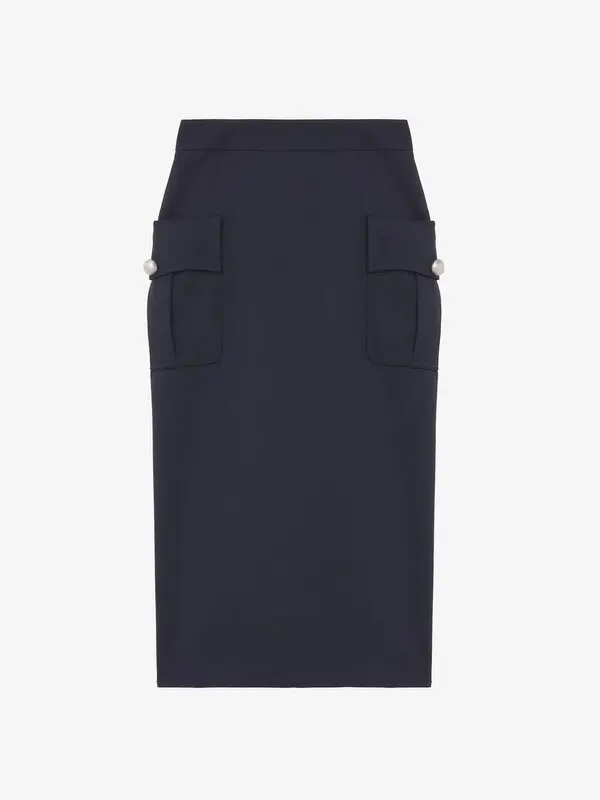 Alexander McQueen Pencil Skirt With Cargo Pockets - Navy