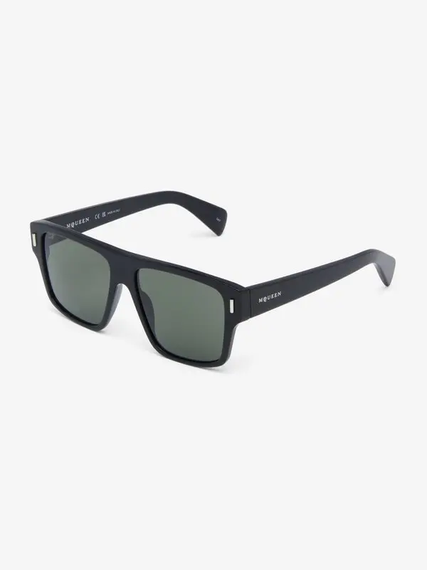 Alexander McQueen T-bar Rivet Square Sunglasses - Black