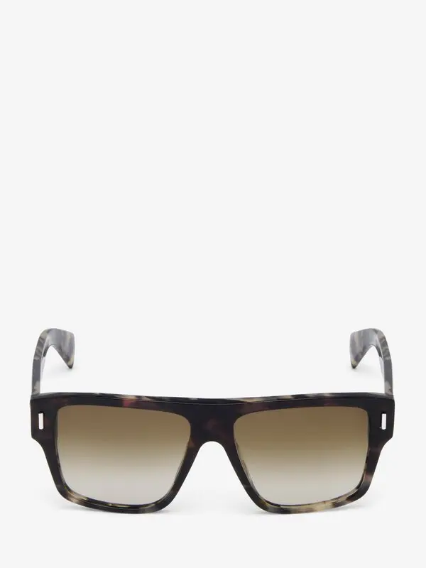 Alexander McQueen T-bar Rivet Square Sunglasses - Black/brown