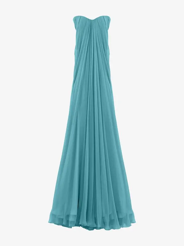 Alexander McQueen Evening Bustier Dress - Blue