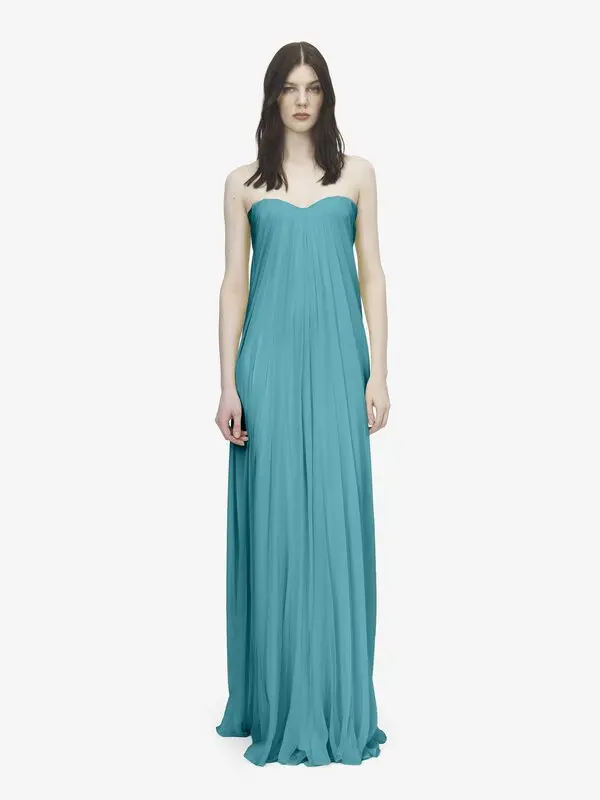 Alexander McQueen Evening Bustier Dress - Blue