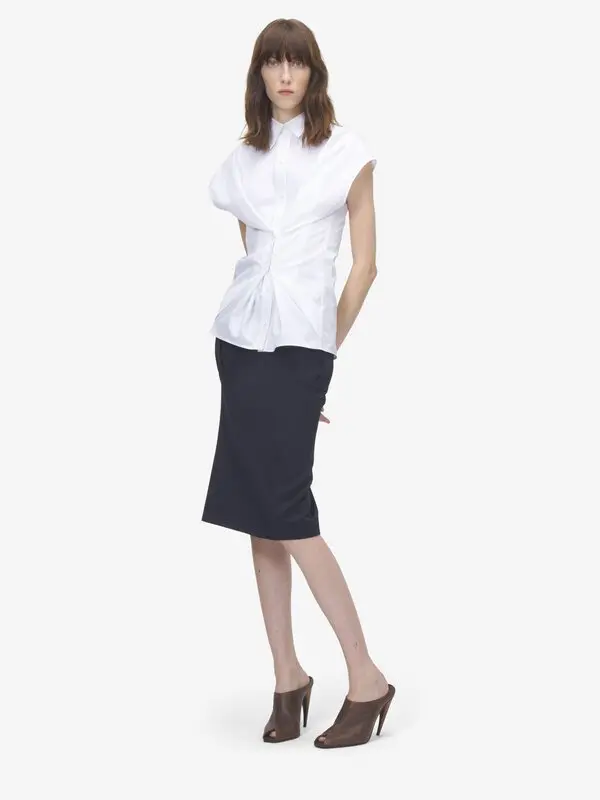 Alexander McQueen Gathered Short-sleeved Shirt - Optical White