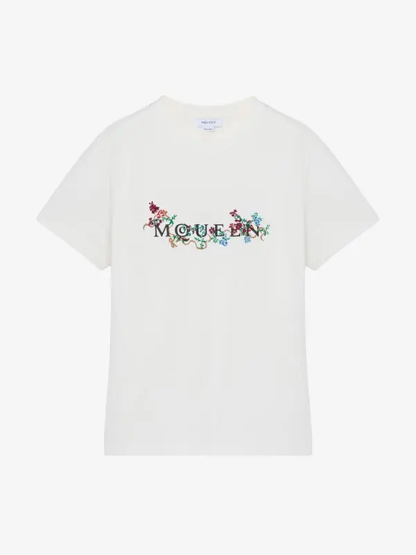 Alexander McQueen Floral Logo T-shirt - Ivory