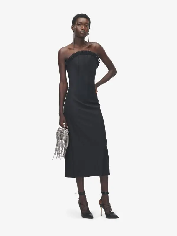Alexander McQueen Crepon Trim Evening Dress