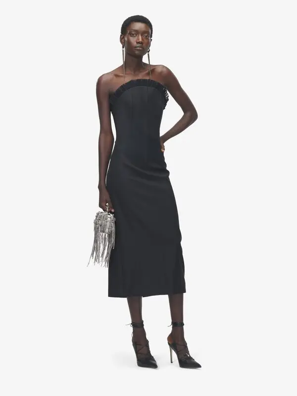 Alexander McQueen Crepon Trim Evening Dress