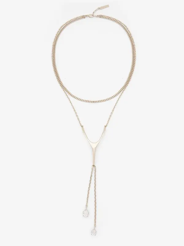 Alexander McQueen Wishbone Necklace - Pale Gold