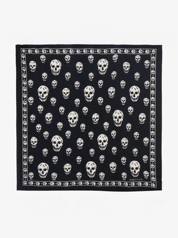 Alexander McQueen Pleated Skull Scarf - Black/ivory