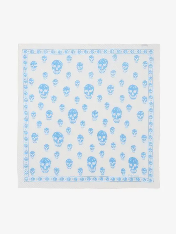 Alexander McQueen Pleated Skull Scarf - Light Blue