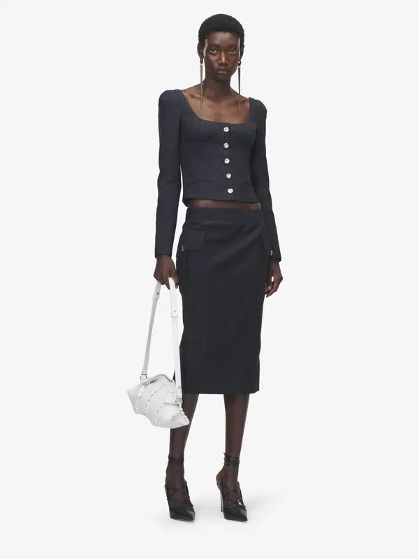 Alexander McQueen Pinstriped Pencil Skirt