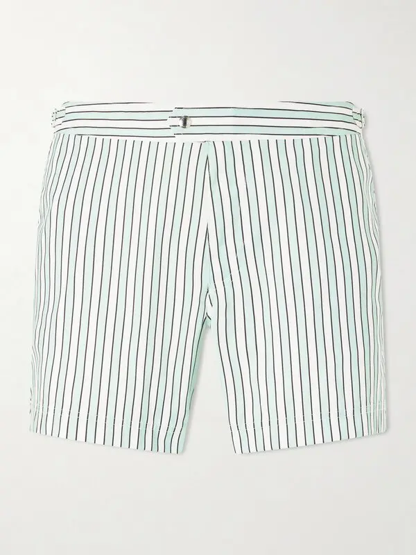 TOM FORD Straight-leg Short-length Striped Swim Shorts - Green