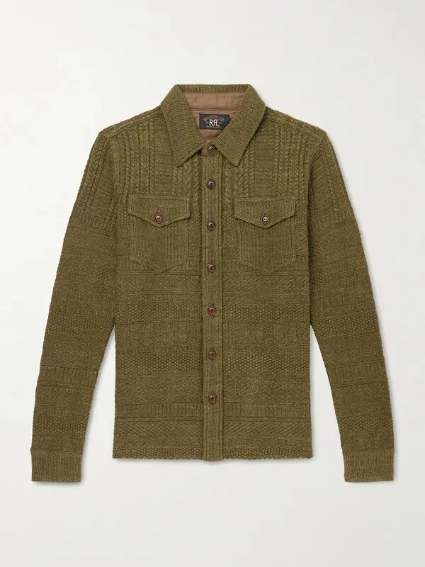Ralph Lauren Jacquard-knit Cotton And Wool-blend Cardigan - Green