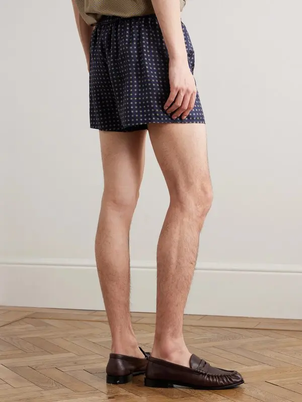 Saint Laurent Straight-leg Printed Silk-twill Shorts