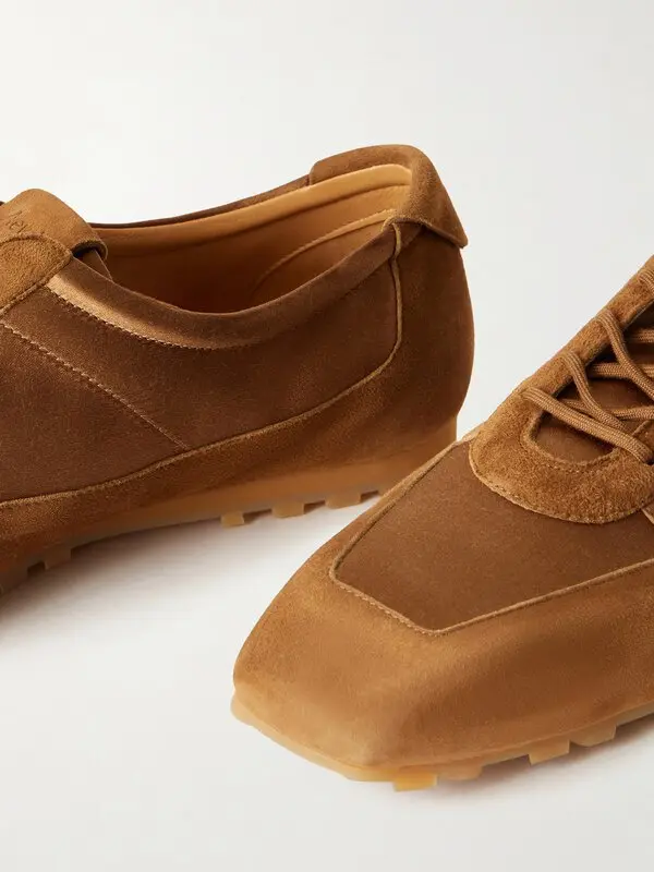 AeydĒ Uma Suede And Satin Sneakers - Brown