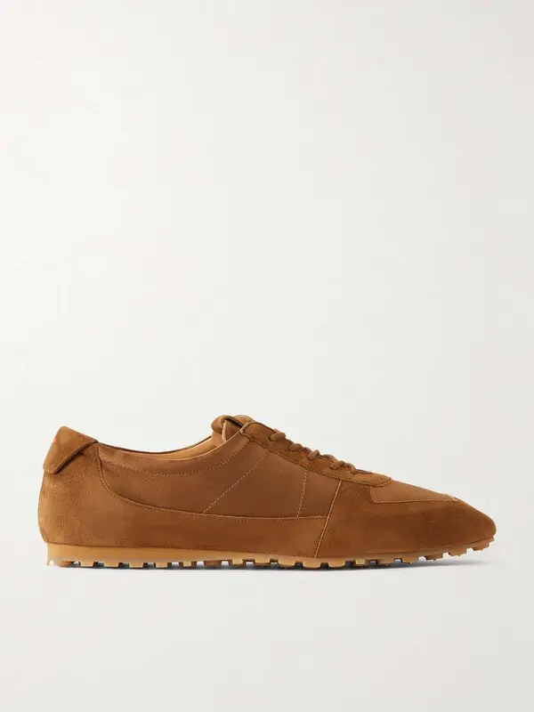 AeydĒ Uma Suede And Satin Sneakers - Dark Brown