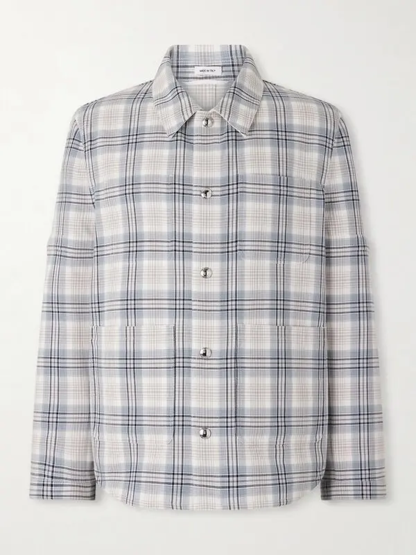 Thom Browne Checked Cotton-blend Crepe Overshirt - Blue