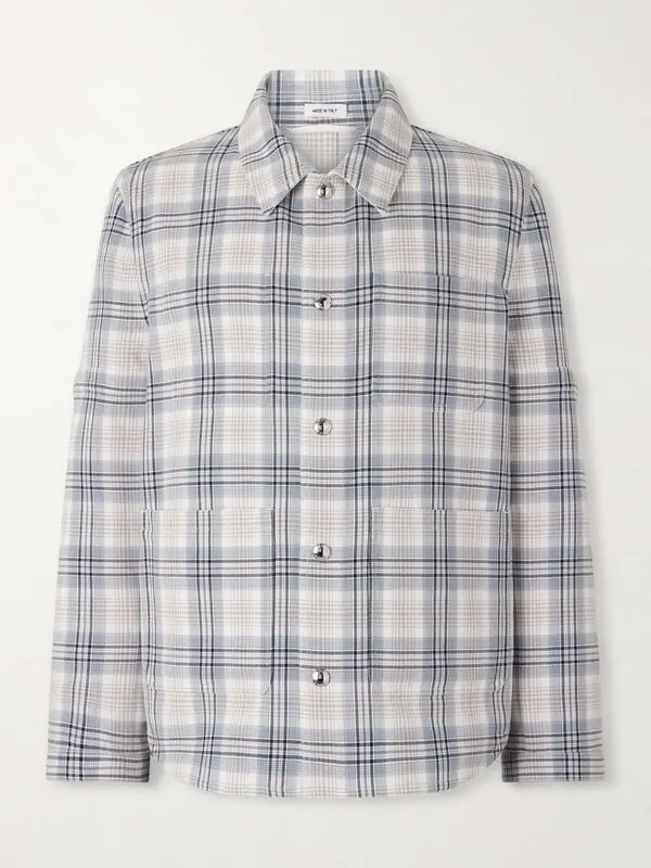 Thom Browne Checked Cotton-blend Crepe Overshirt - Navy
