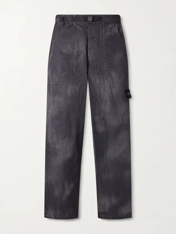 Stone Island Tapered Logo-appliquéd Reflective Nylon Trousers - Black