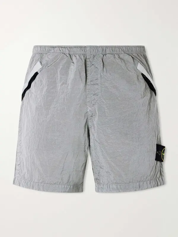 Stone Island Straight-leg Logo-appliquéd Econyl® Shorts - Gray