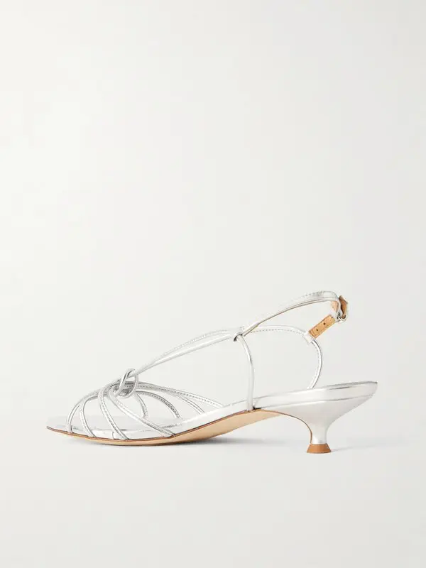 AeydĒ Amara Metallic Leather Sandals - Silver