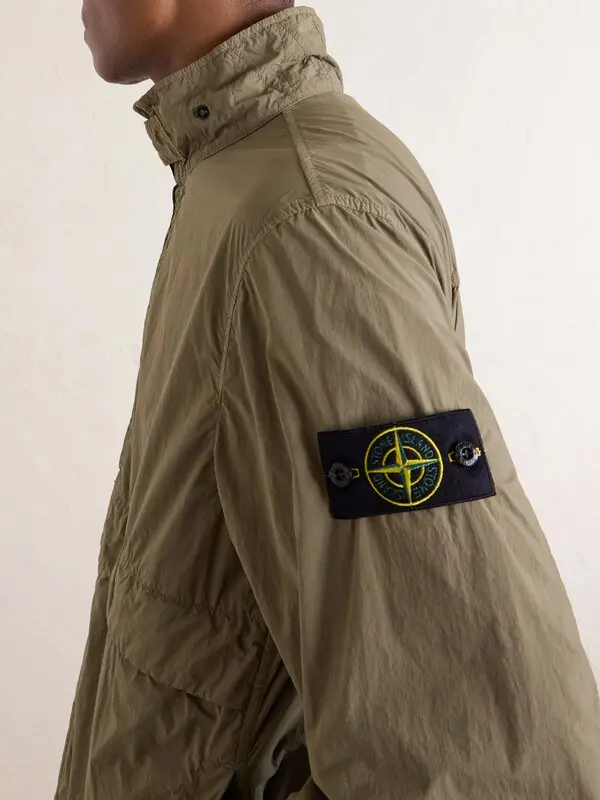Stone Island Logo-appliquéd Recycled Crinkled-nylon Harrington Jacket