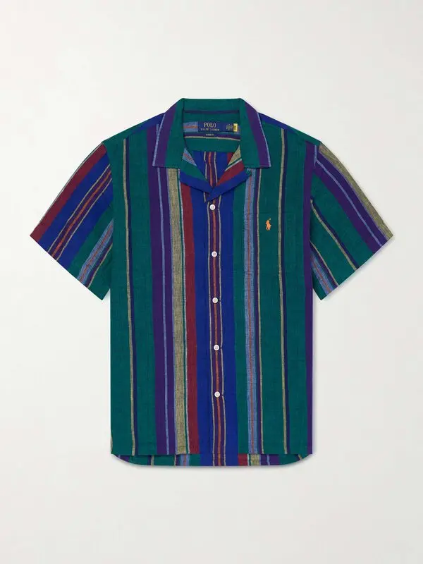 Polo Ralph Lauren Camp-collar Striped Linen Shirt - Multi