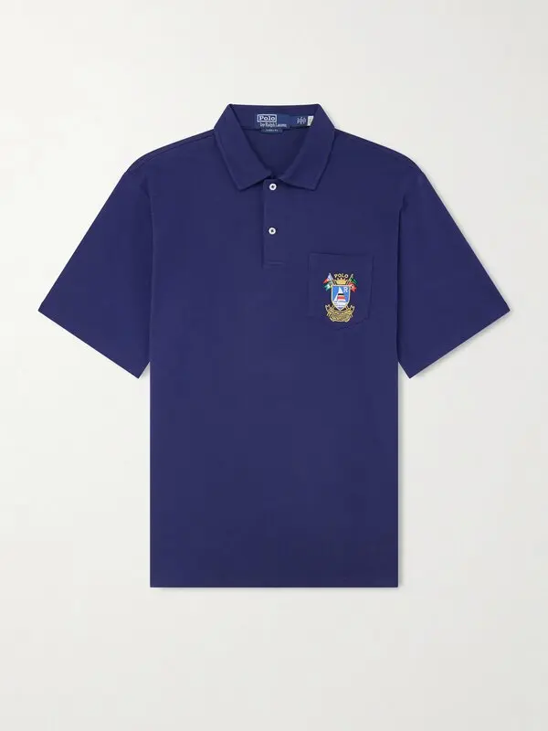 Polo Ralph Lauren Embroidered Cotton-piqué Polo Shirt - Blue