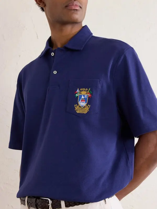 Polo Ralph Lauren Embroidered Cotton-piqué Polo Shirt - Blue