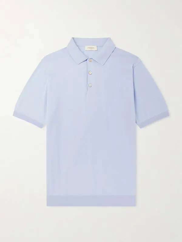 PIACENZA CASHMERE 1733 Cotton Polo Shirt - Blue