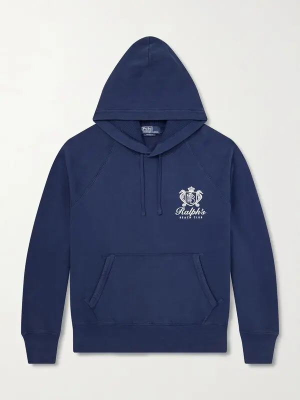 Polo Ralph Lauren Logo-print Cotton-blend Jersey Hoodie - Blue