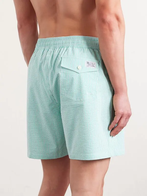 Polo Ralph Lauren Traveler Striped Seersucker Swim Shorts - Green