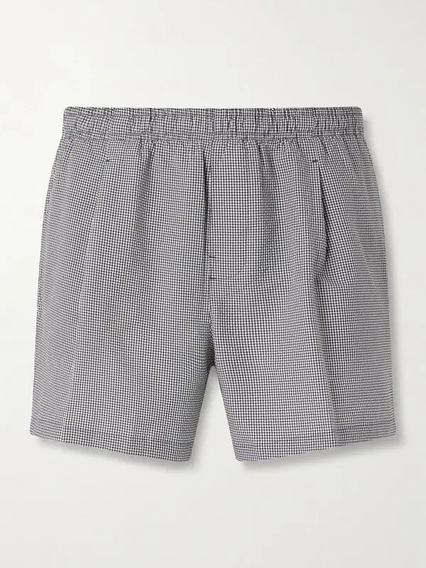 Our Legacy Boxer Trunk Straight-leg Seersucker Swim Shorts - Gray