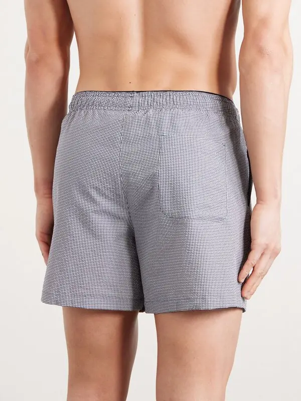 Our Legacy Boxer Trunk Straight-leg Seersucker Swim Shorts - Gray
