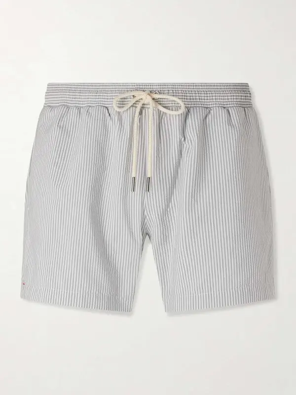 Orlebar Brown Jack Straight-leg Mid-length Striped Seersucker Swim Shorts - White