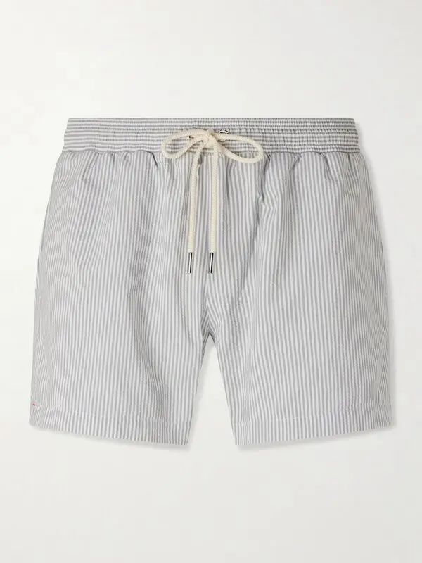 Orlebar Brown Jack Straight-leg Mid-length Striped Seersucker Swim Shorts - White