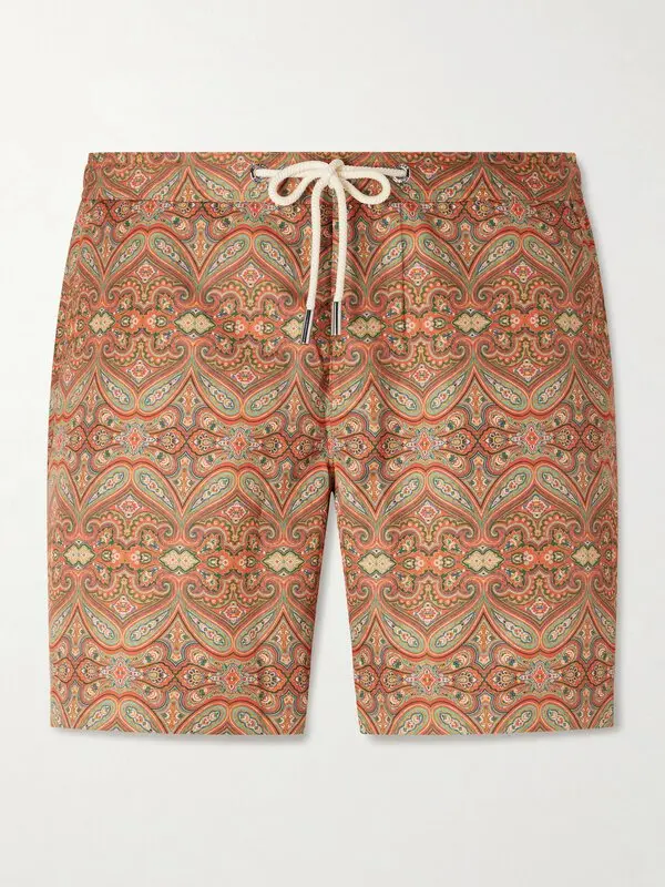 Orlebar Brown Straight-leg Mid-length Paisley-print Swim Shorts - Orange