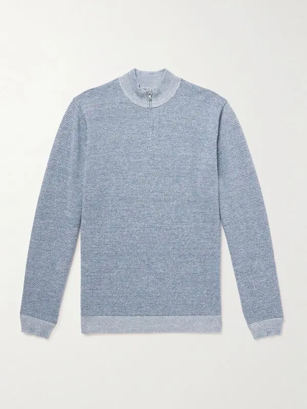 Peter Millar Barlow Merino Wool, Linen And Cotton-blend Half-zip Sweater